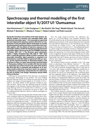 Spectroscopy and thermal modelling of the first interstellar object 1I/2017 U1 ‘Oumuamua | PDF