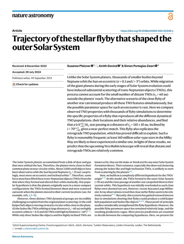 Trajectory of the stellar flyby that shaped the outer Solar System | PDF | Space and Astronomy ...