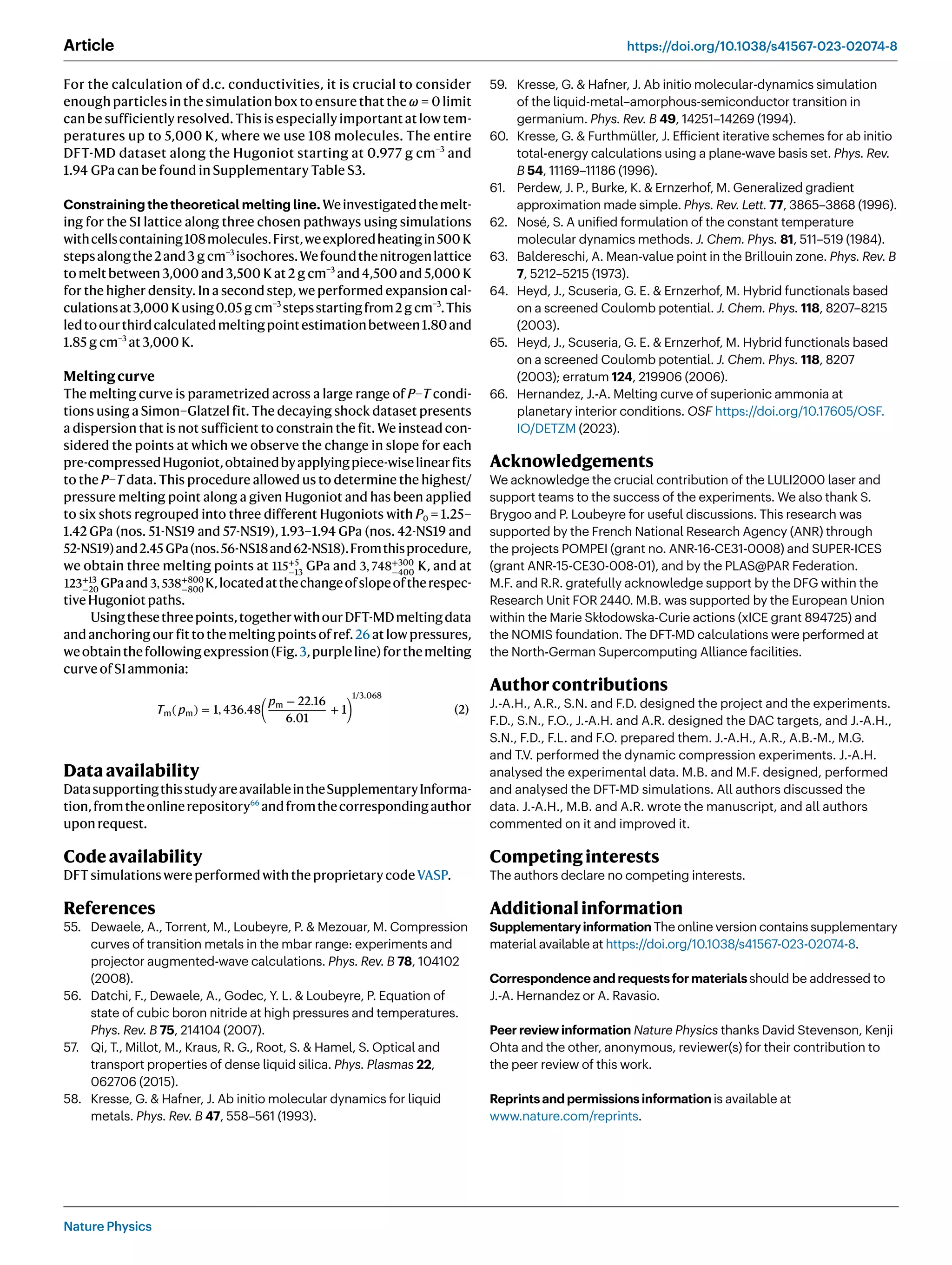 Melting curve of superionic ammonia at planetary interior conditions | PDF