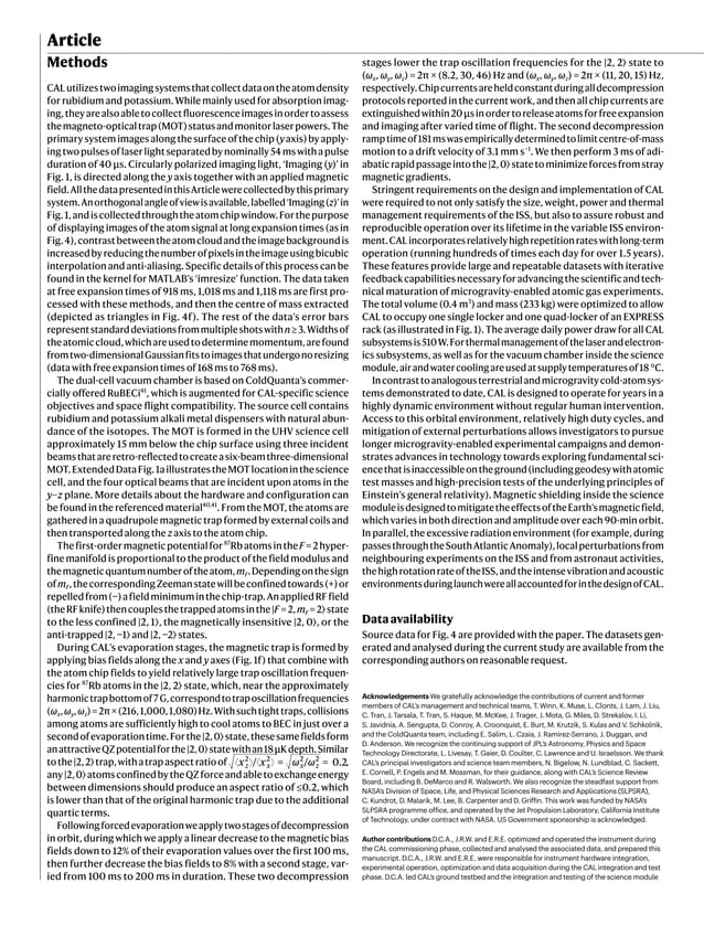 Observation Of Bose Einstein Condensates In An Earth Orbiting Research Lab Pdf Physics Science