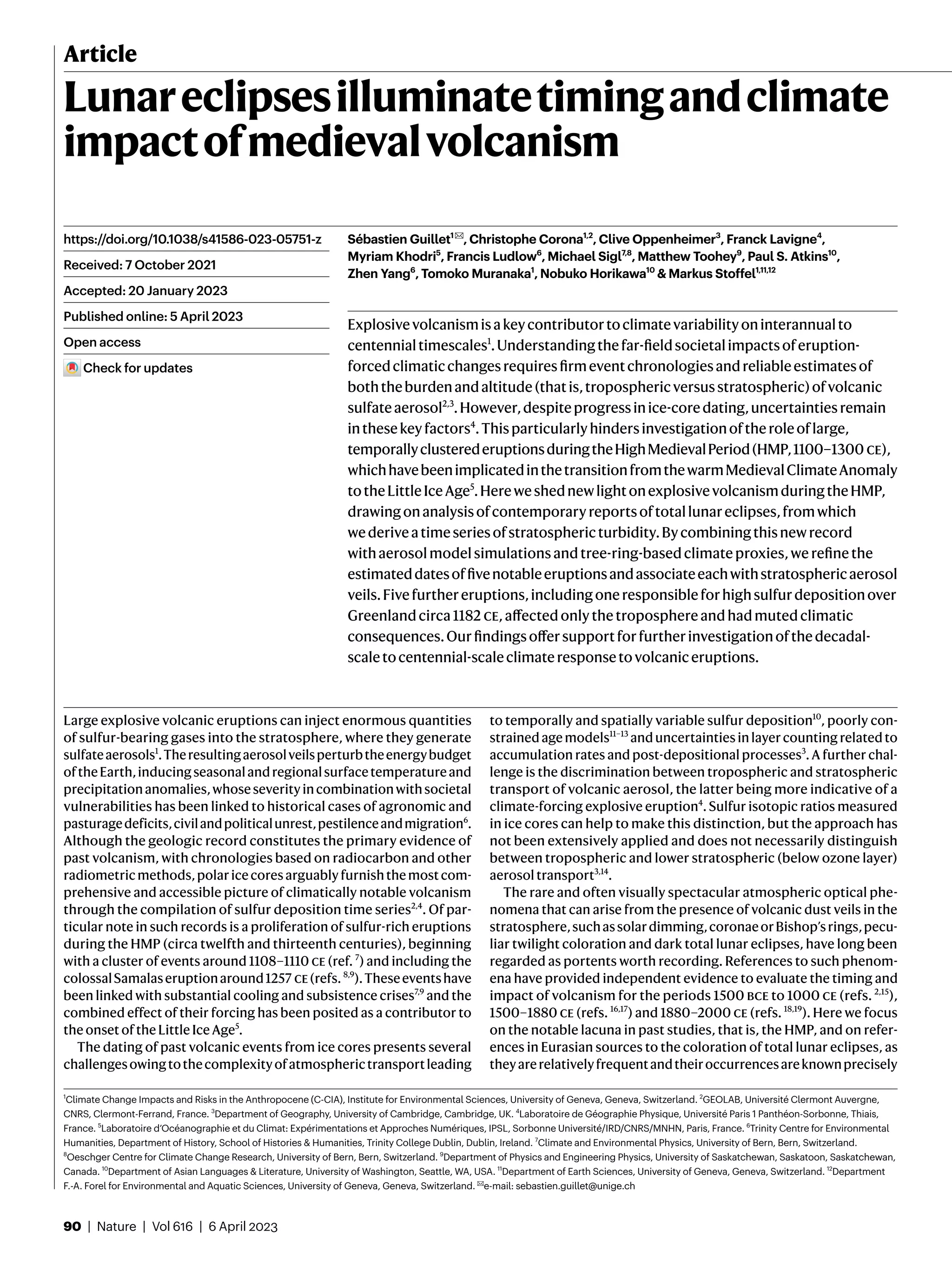 Lunar eclipses illuminate timing and climate impact of medieval ...