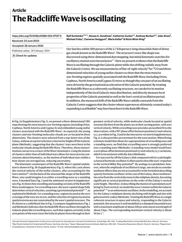 The Radcliffe Wave Of Milk Way is oscillating | PDF
