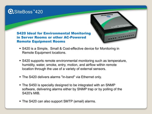 S420 Ideal For Server Room Monitoring | PPT
