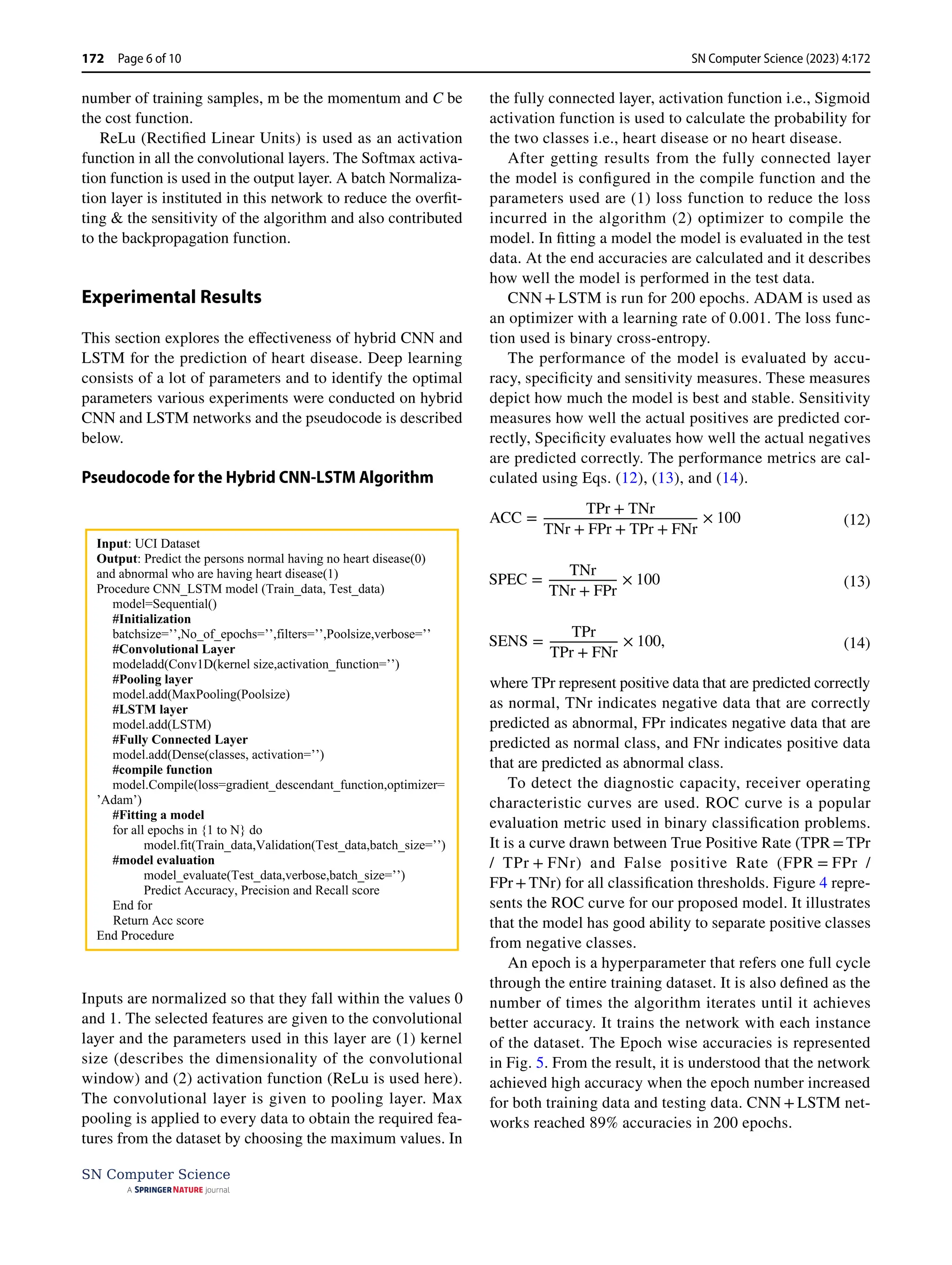 Hybrid CNN and LSTM Network For Heart Disease Prediction | PDF