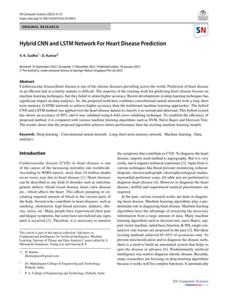 Hybrid CNN and LSTM Network For Heart Disease Prediction | PDF