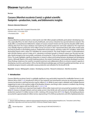 Cassava (Manihot esculenta Crantz): a global scientific footprint ...