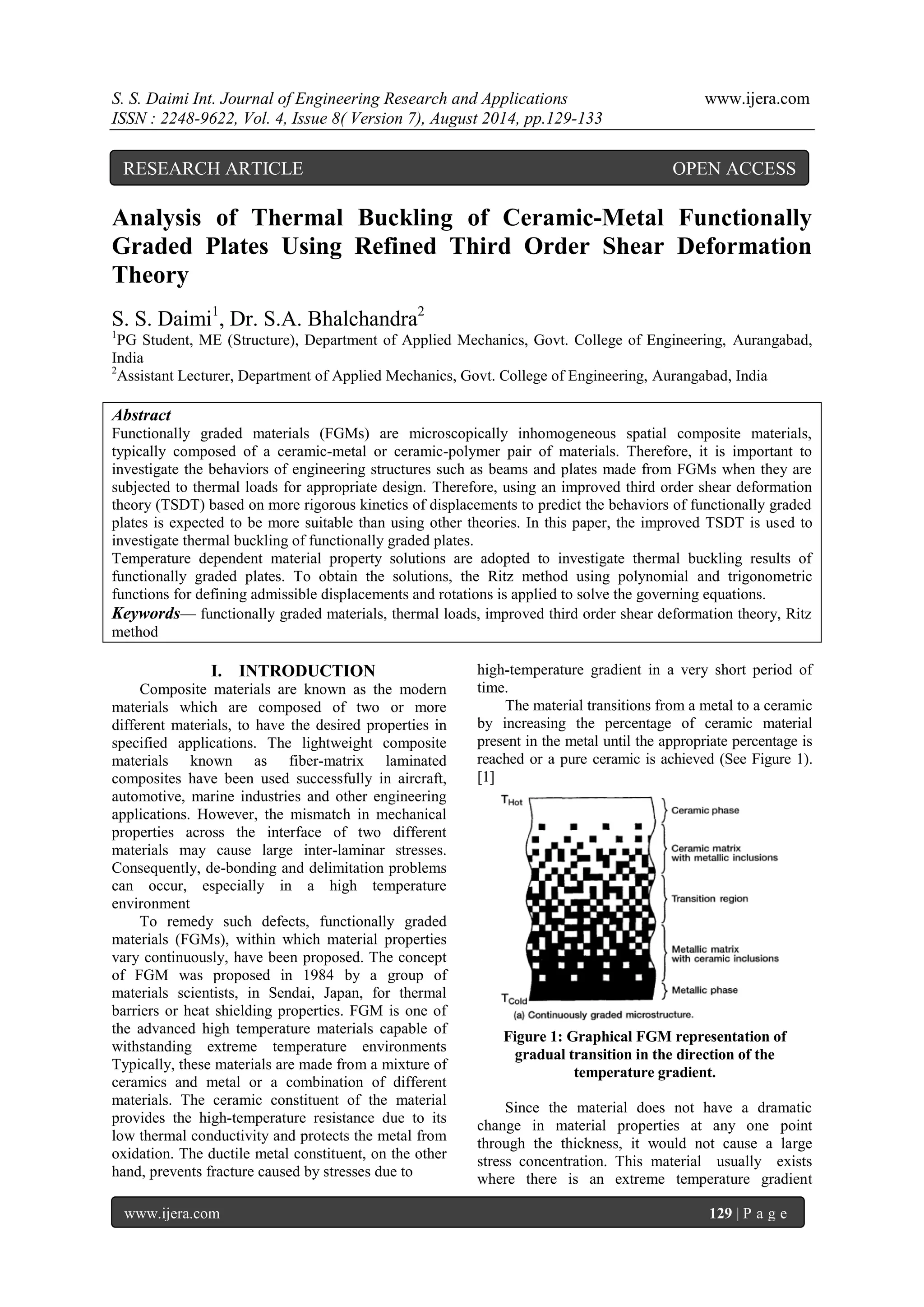 Analysis of Thermal Buckling of Ceramic-Metal Functionally Graded ...