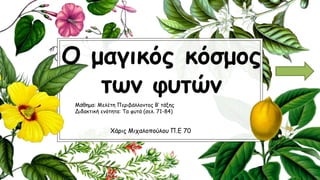 ΔΙΑΔΡΑΣΤΙΚΗ ΠΑΡΟΥΣΙΑΣΗ " ΤΑΞΙΔΕΥΟΝΤΑΣ ΣΤΟΝ ΚΟΣΜΟ ΤΩΝ ΦΥΤΩΝ" | PPTX