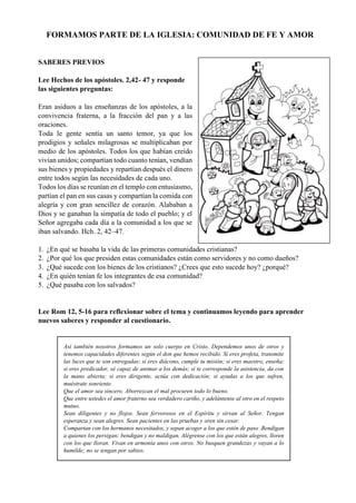 RELIGION FORMAMOS PARTE DE LA IGLESIA COMUNIDAD DE FE Y AMOR | PDF