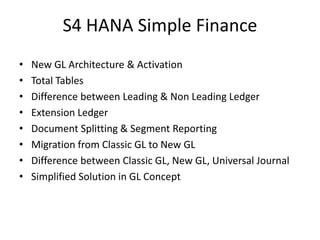 S4 HANA Finance Contents | PDF