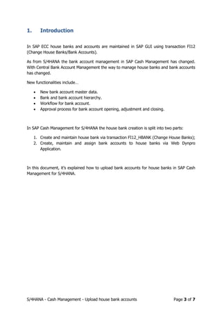 S/4HANA Cash Management: Upload house bank accounts | PDF
