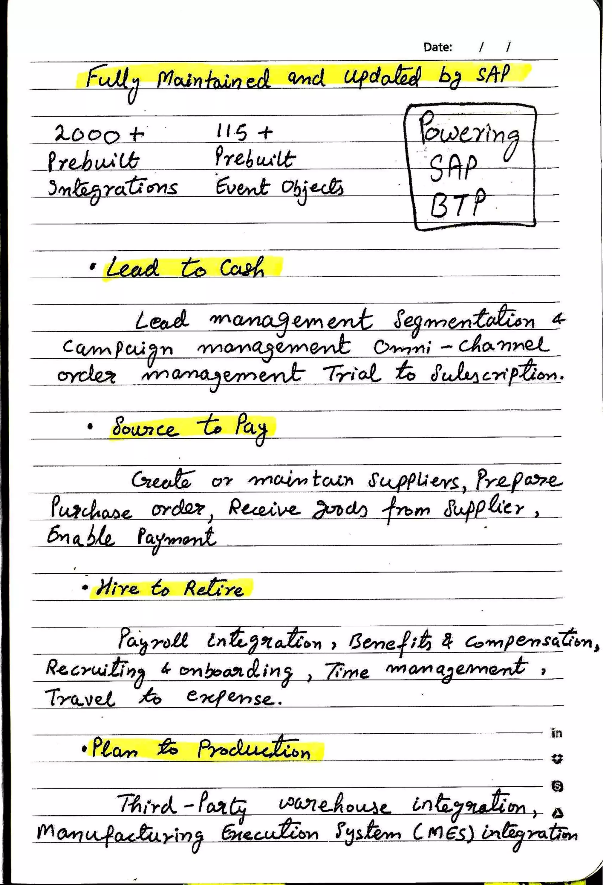 S/4 HANA Hand Written Notes | PDF