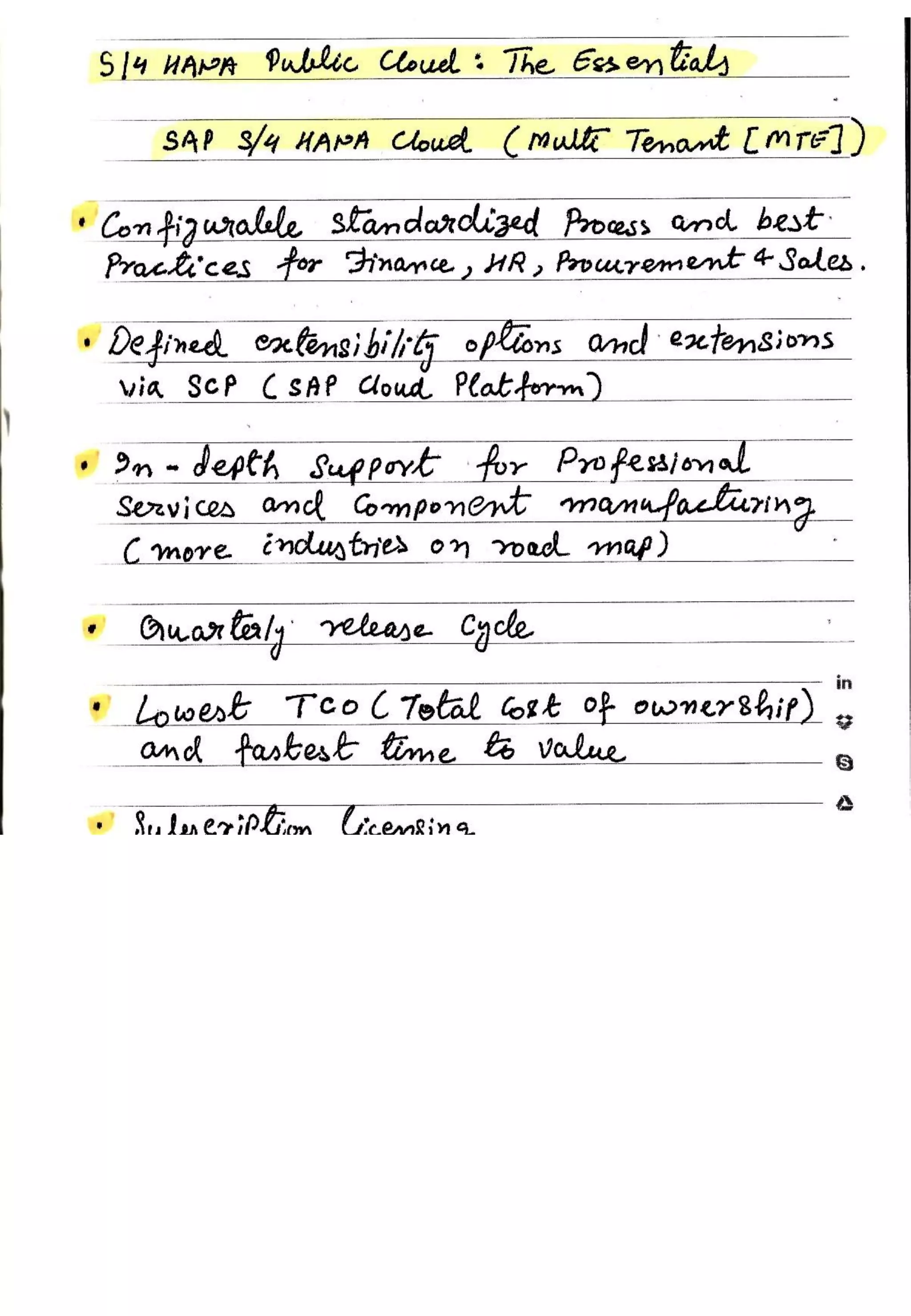 S/4 HANA Hand Written Notes | PDF