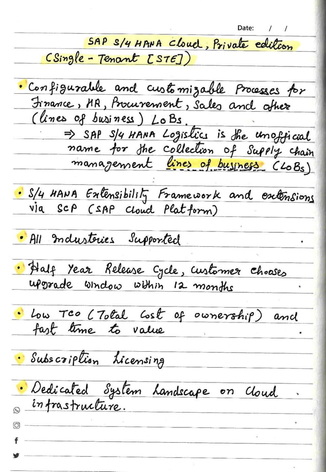 S/4 HANA Hand Written Notes | PDF