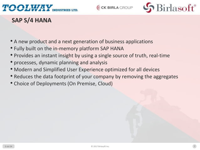 S4_HANA_OVERVIEW_TOOLWAYS4_HANA_OVERVIEW_TOOLWAY.pptx.pptx | Databases | Computer Software and ...