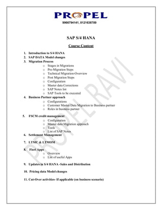 S4 HANA SD By PROPEL RAVI AMEERPET HYDERABAD | PDF