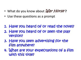 "War Horse" Film | PPTX