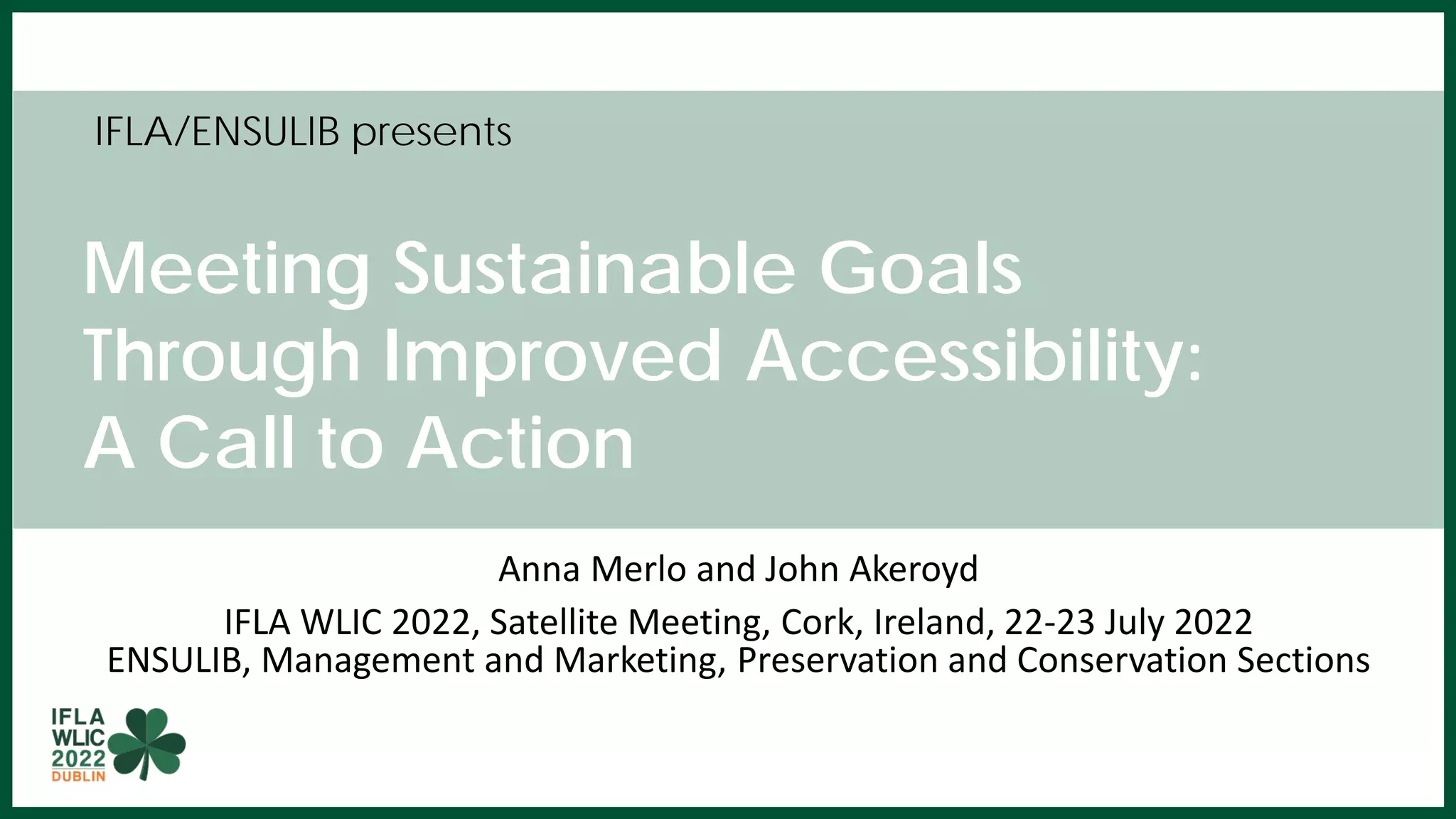 Meeting Sustainable Goals Through Improved Accessibility | PPT