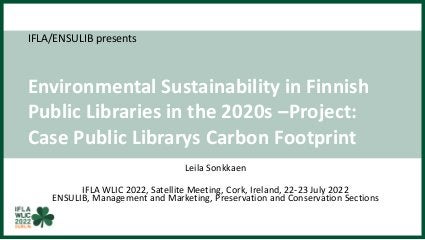 Environmental sustainability in Finnish public libraries in the 2020s ...