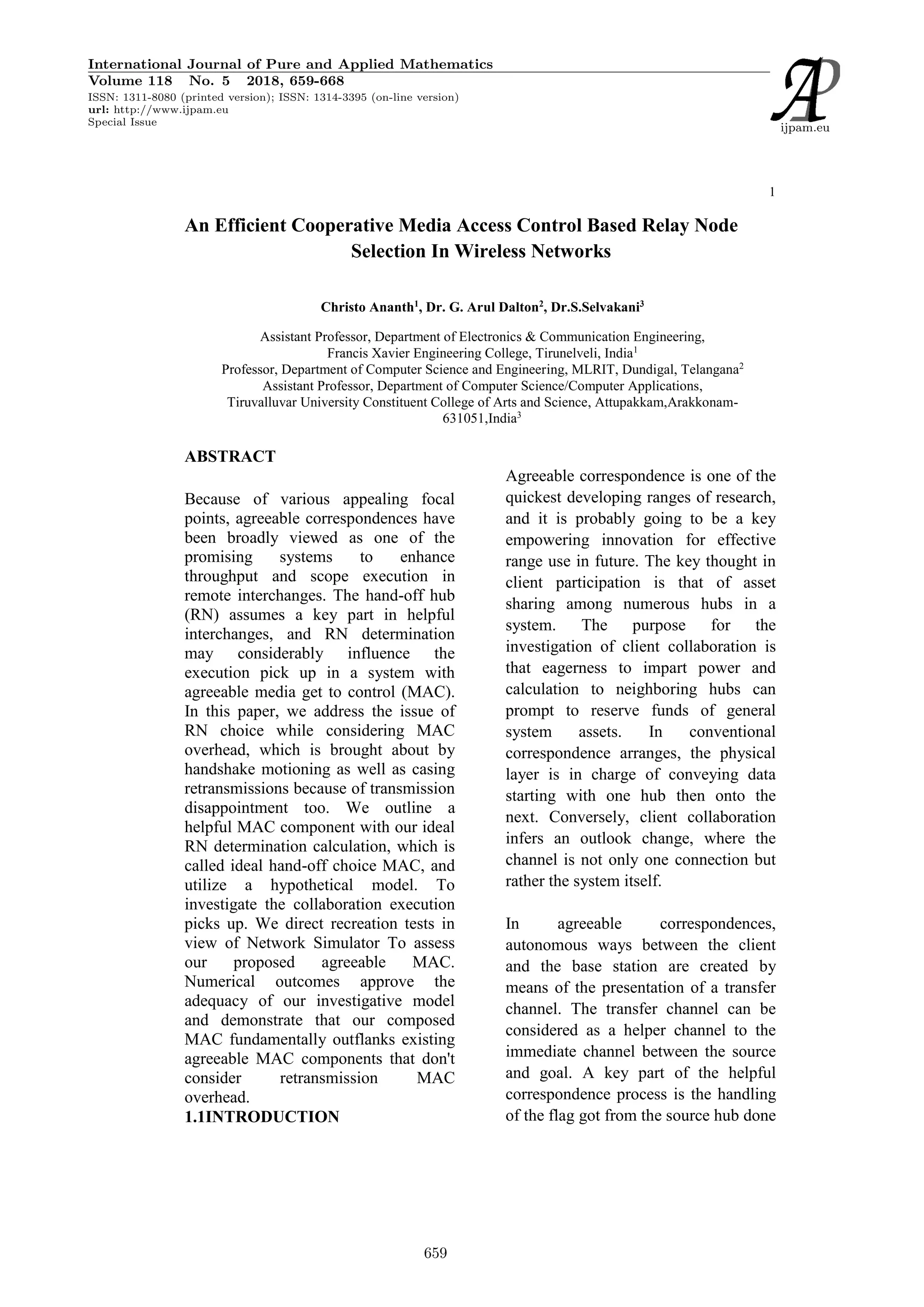 An Efficient Cooperative Media Access Control Based Relay Node Selection In Wireless Networks | PDF