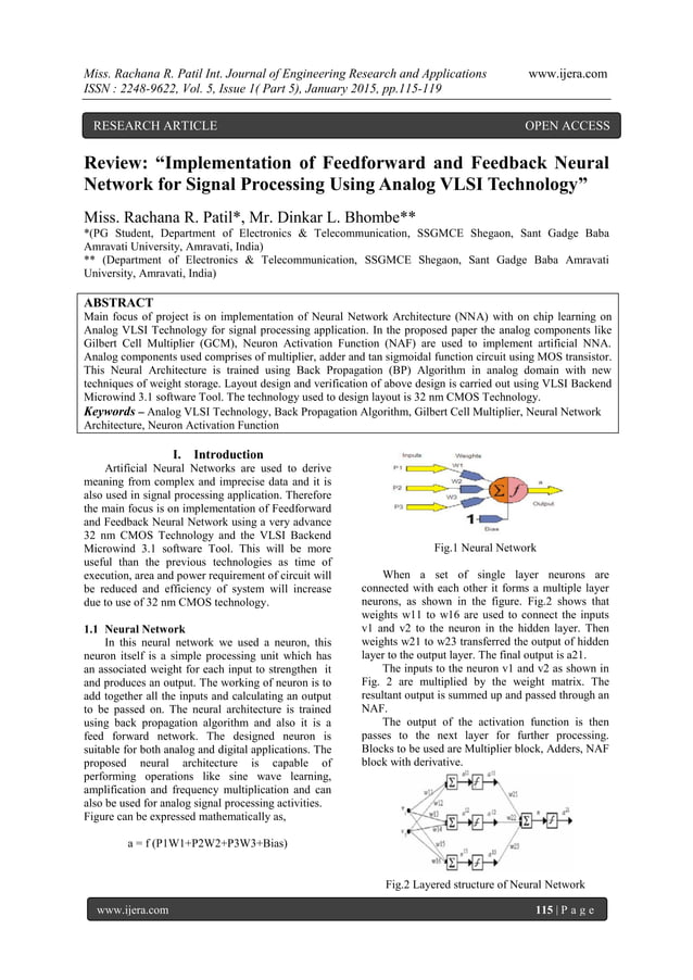 Review: “Implementation of Feedforward and Feedback Neural Network for Signal Processing Using ...