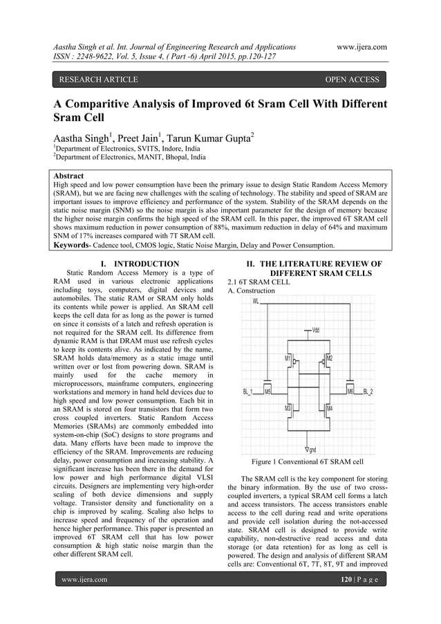 A Comparitive Analysis of Improved 6t Sram Cell With Different Sram Cell | PDF | Data Storage ...