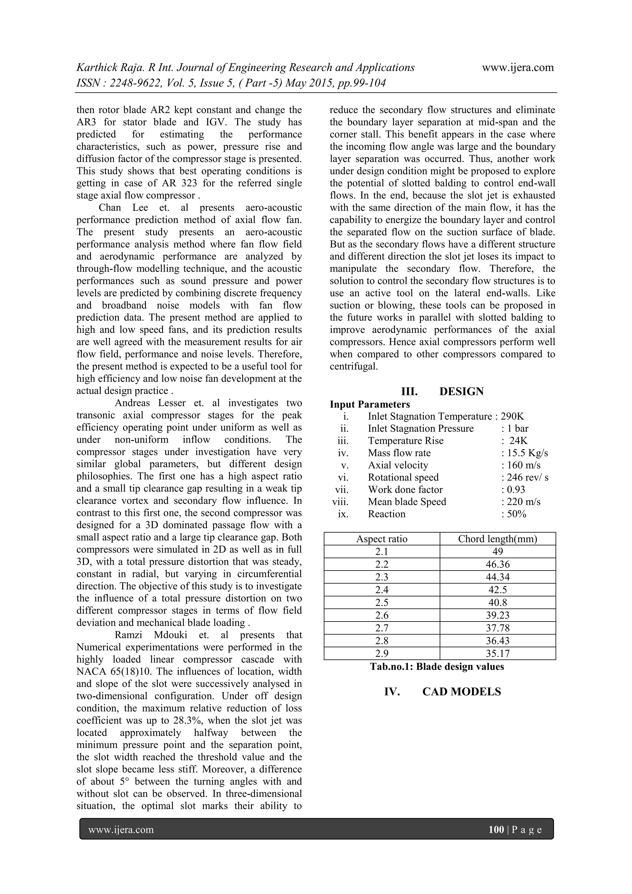 Numerical Investigation of Single Stage of an Axial Flow Compressor for ...