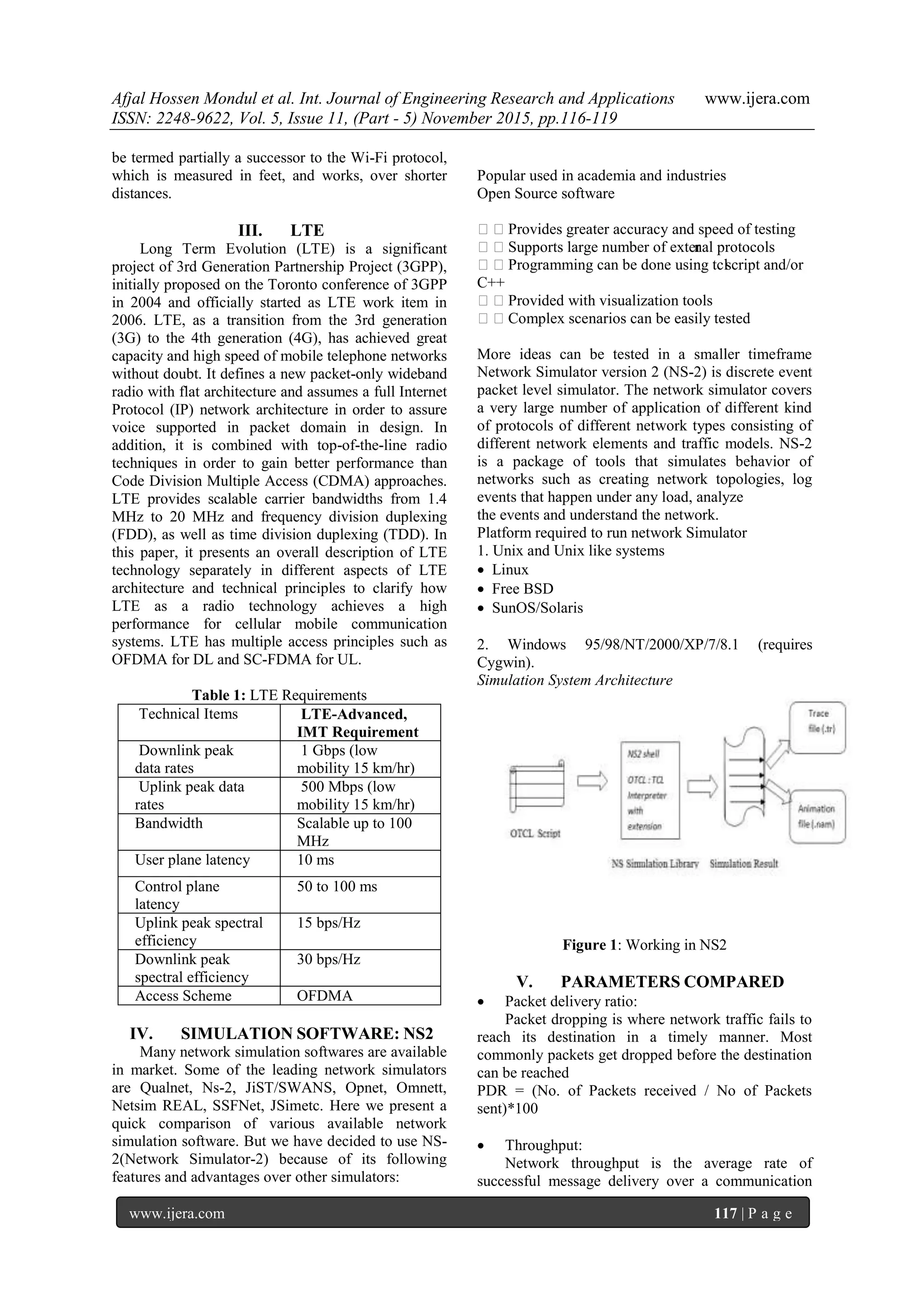 Performance Analysis of WiMAX and LTE Using NS-2 | PDF