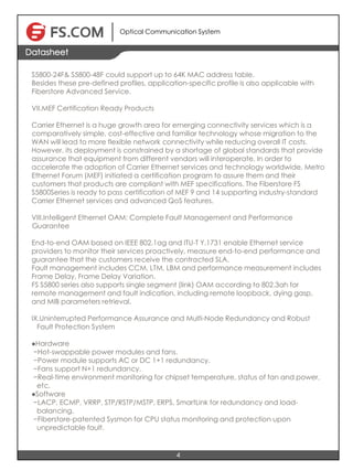 FS S5800 Series 48xGigabit SFP with 4x10GbE SFP+ Switch | PDF