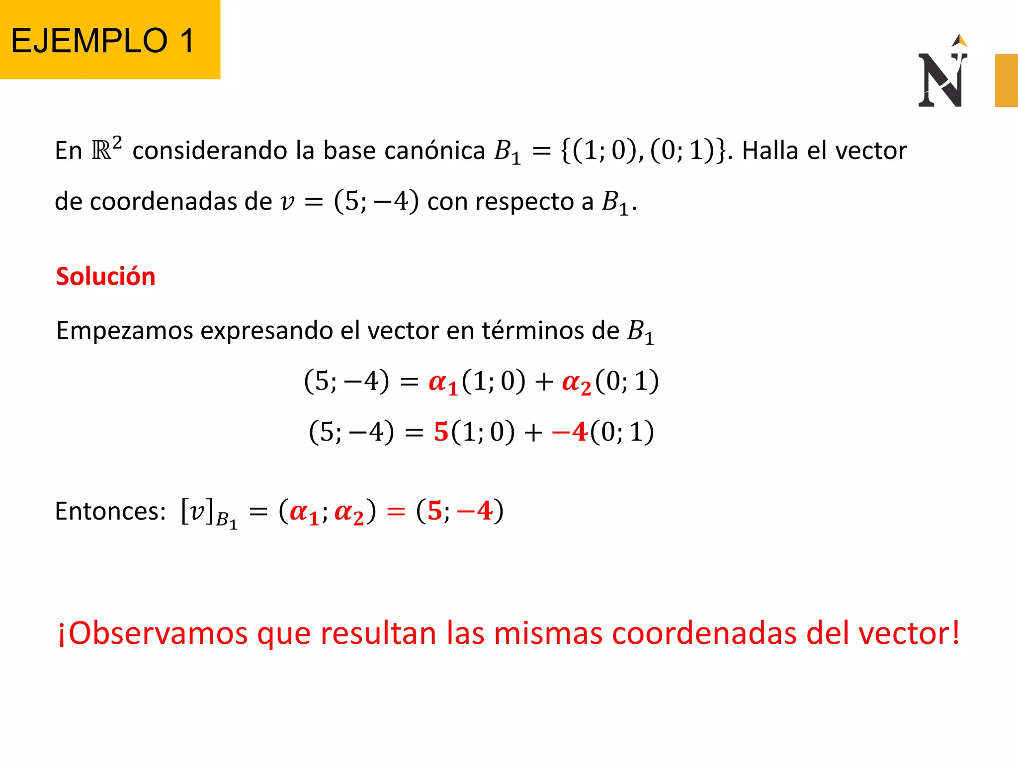 S5 coordenadas de un vector en otra base y cambio de bases (1) (2) | PDF