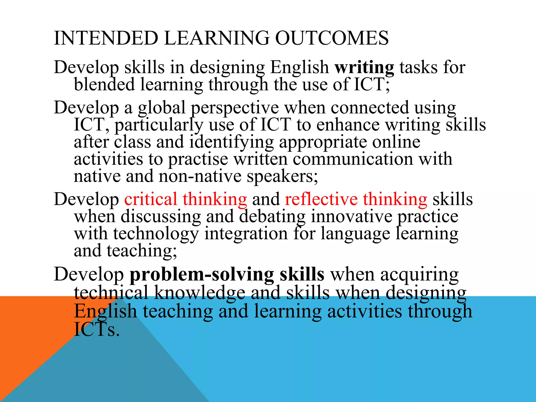 Use of ICT for teaching skills in English writing | PPT