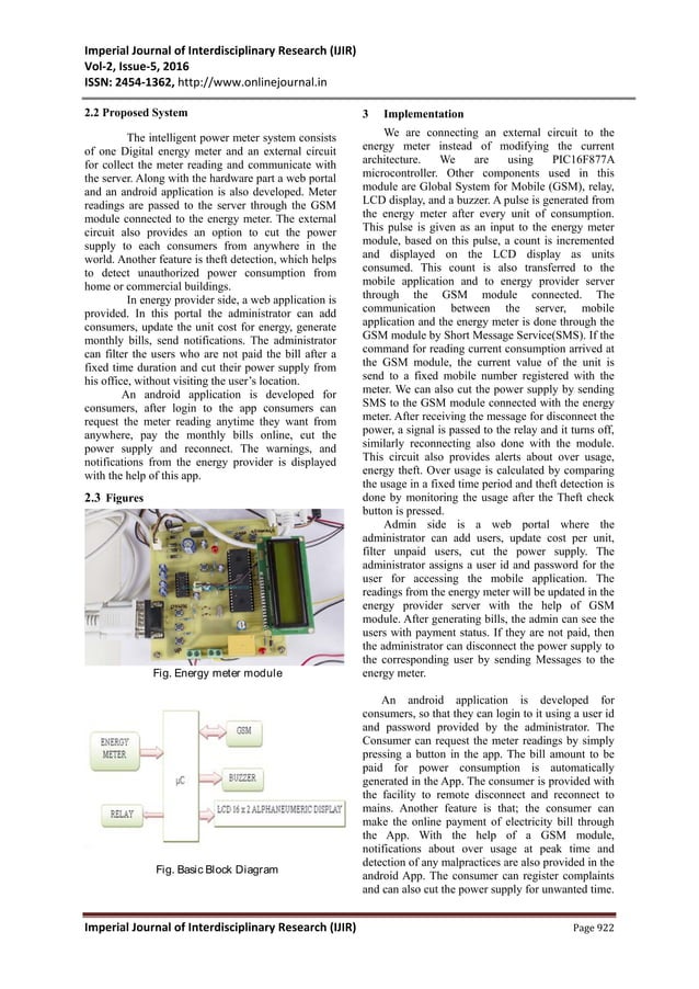 Intelligent Power Meter using GSM network and Android Application | PDF | Gas and Electric ...