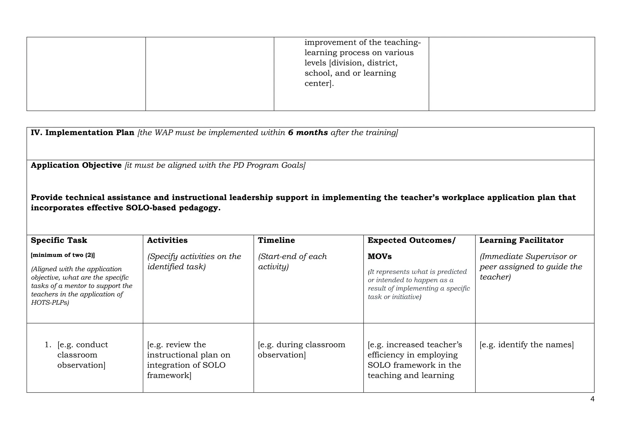 Template_Workplace Application Plan for Mentors (HOTS-PLP) | DOCX