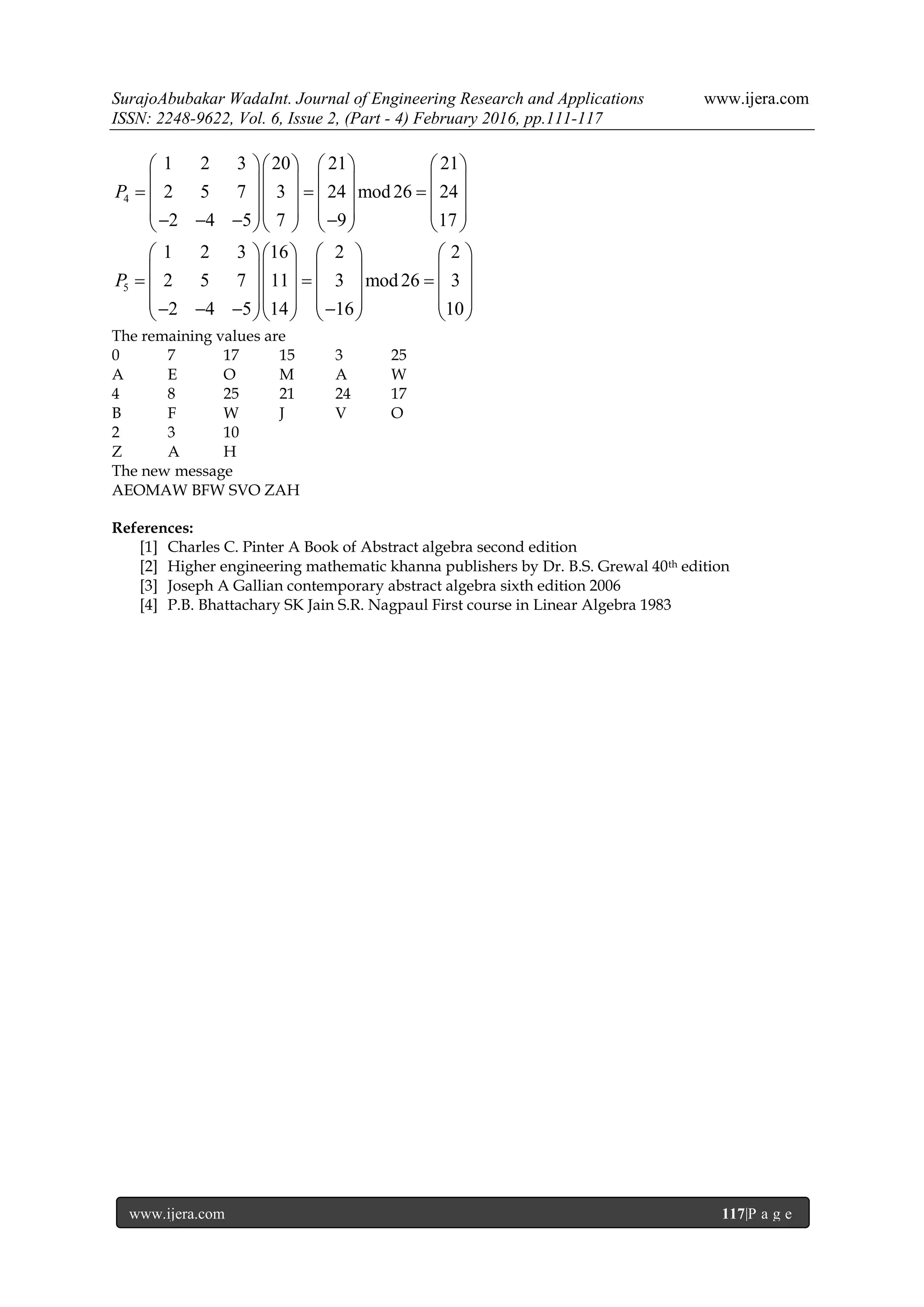 Cryptographic Technique Used Lower and Upper Triangular Decomposition Method | PDF | Information ...