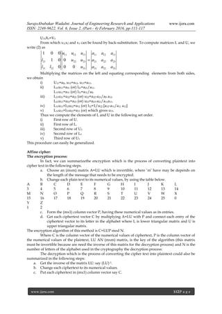 Cryptographic Technique Used Lower and Upper Triangular Decomposition Method | PDF | Information ...