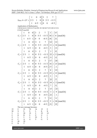 Cryptographic Technique Used Lower and Upper Triangular Decomposition Method | PDF | Information ...
