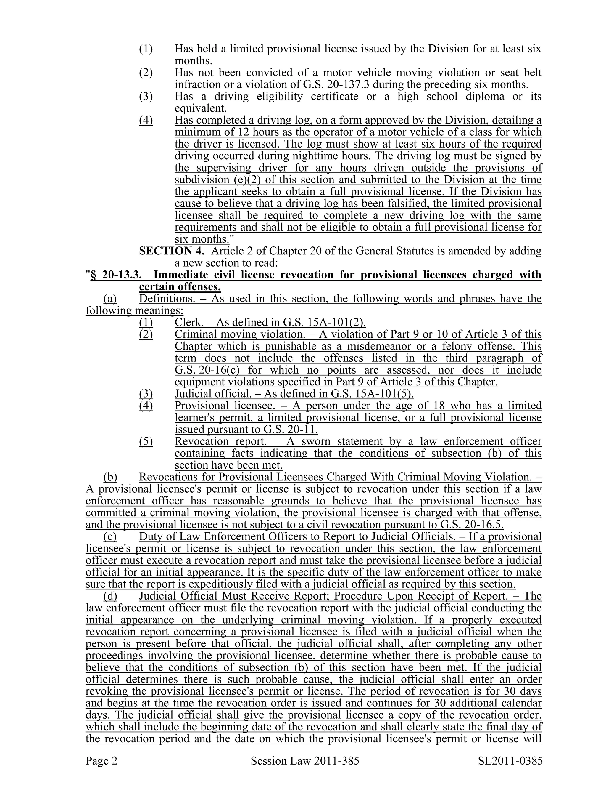 North Carolina General Assembly Level 2 Laws | PDF