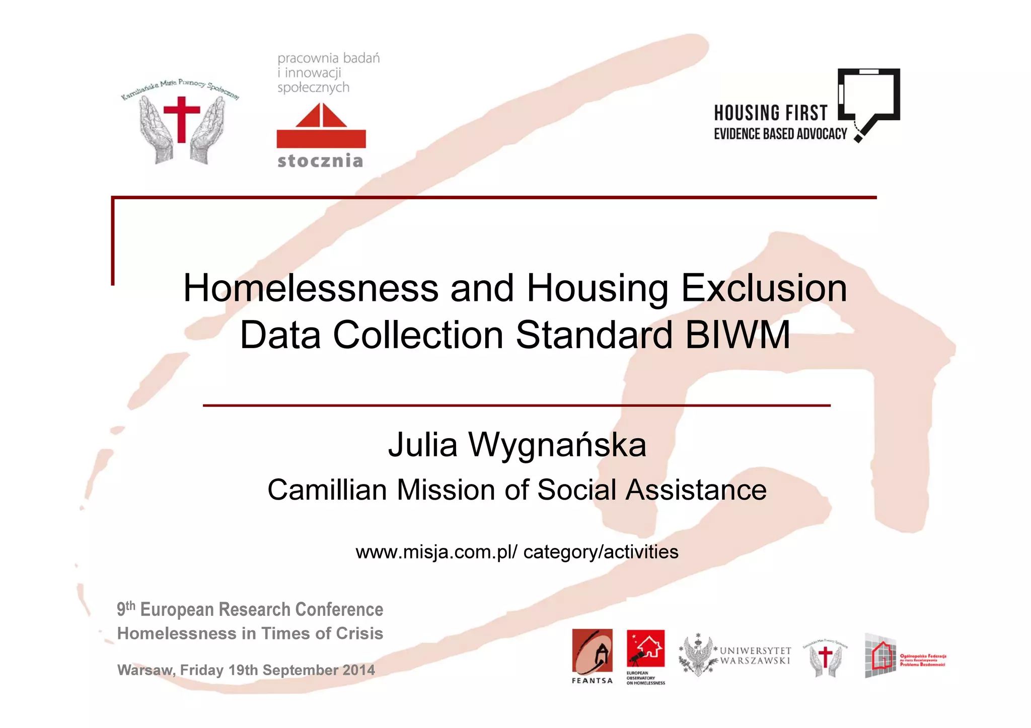 Homelessness and Housing Exclusion Data-Collection Standard BIWM | PDF