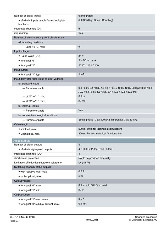 S7 1200 cpu 1211 | PDF