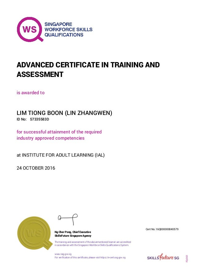WSQ Advanced Certificate in Training and Assessment (ACTA V5)