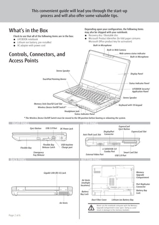 Fujitsu LIFEBOOK S752 Getting Started Guide | PDF