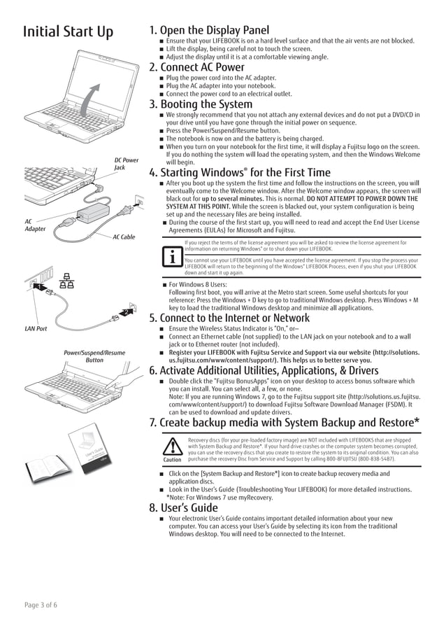 Fujitsu LIFEBOOK S752 Getting Started Guide | PDF