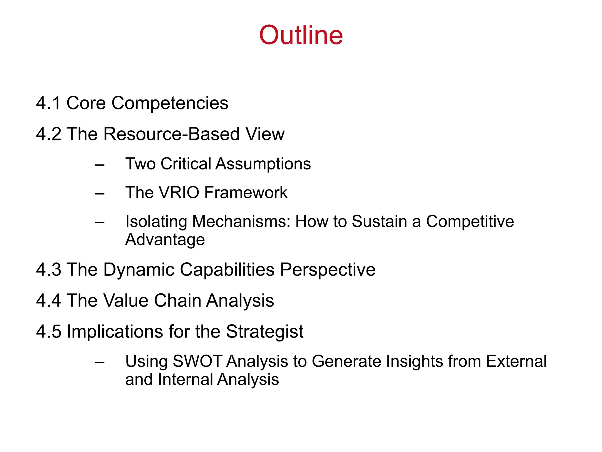 Internal Analysis- resources, capabilities and core Competencies | PDF