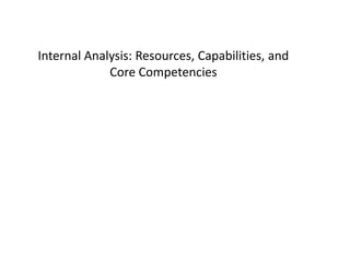 Internal Analysis- resources, capabilities and core Competencies | PDF