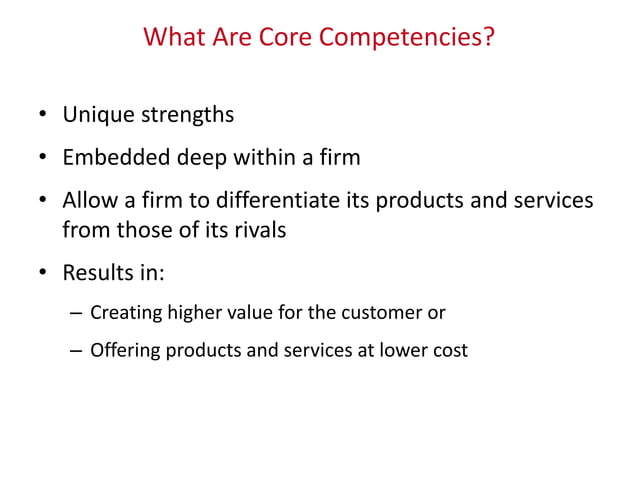 Internal Analysis- resources, capabilities and core Competencies | PDF ...