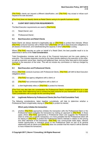 Pro Forma MiFID II Client Order Handling and Best Execution Policy | PDF