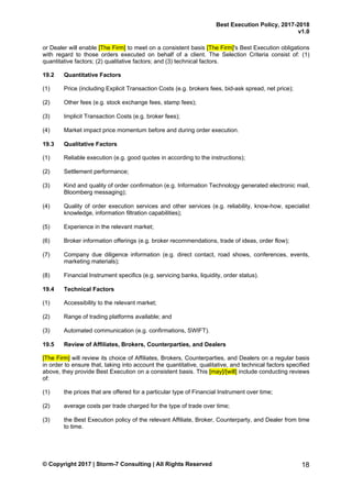 Pro Forma MiFID II Client Order Handling and Best Execution Policy | PDF