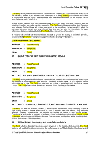 Pro Forma MiFID II Client Order Handling and Best Execution Policy | PDF