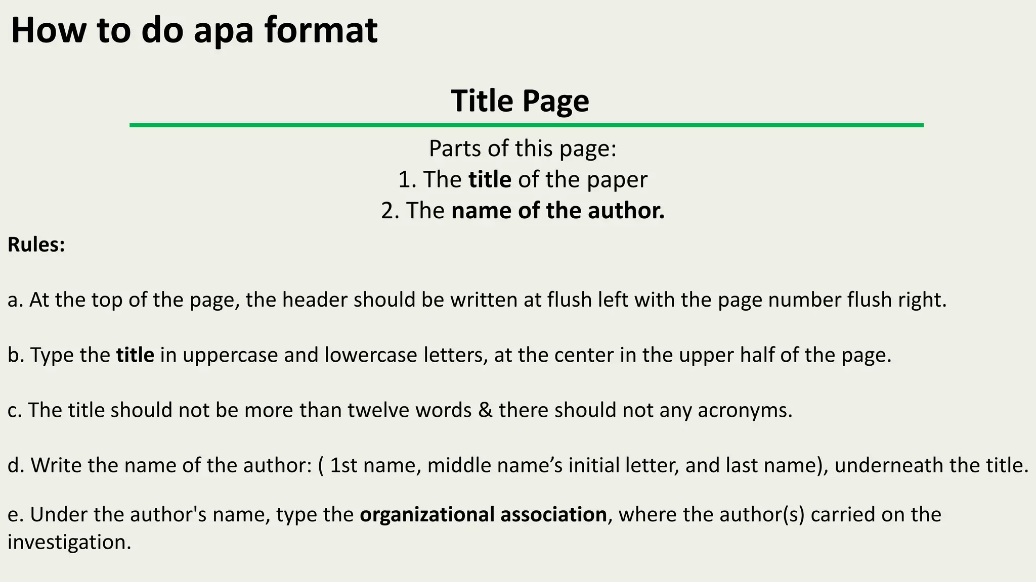 How to write in apa format (sample) | PPT