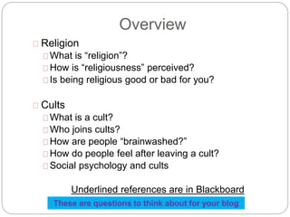 Cults, religion, and brainwashing lecture 2014 | PPTX